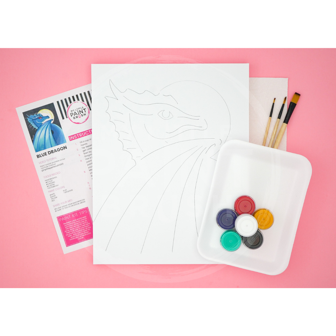 Blue Dragon Acrylic Paint Art Kit On Canvas For Beginner – My Little ...