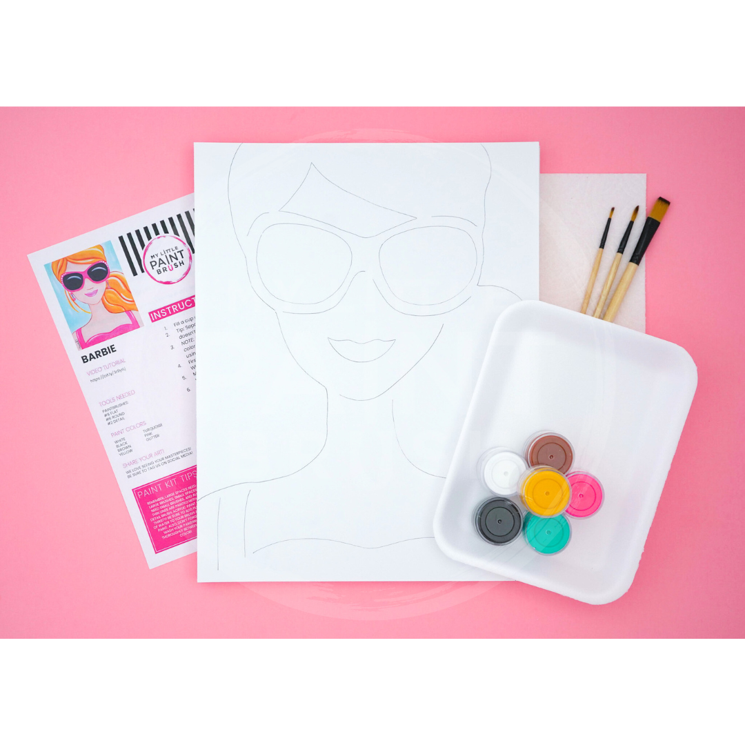 Barbie\ Acrylic Paint Art Kit On Canvas For Beginner – My Little Paintbrush