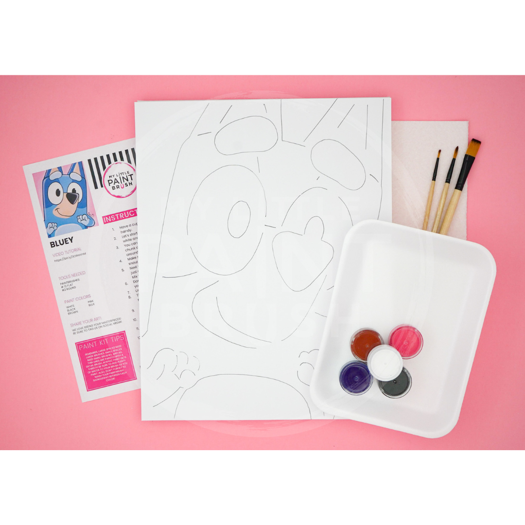 Bluey Acrylic Paint Art Kit On Canvas For Kids – My Little Paintbrush