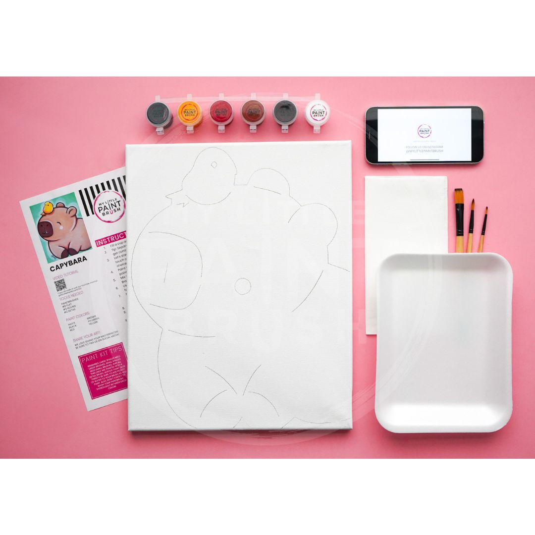 Capybara Acrylic Paint Art Kit On Canvas For Beginners – My Little ...