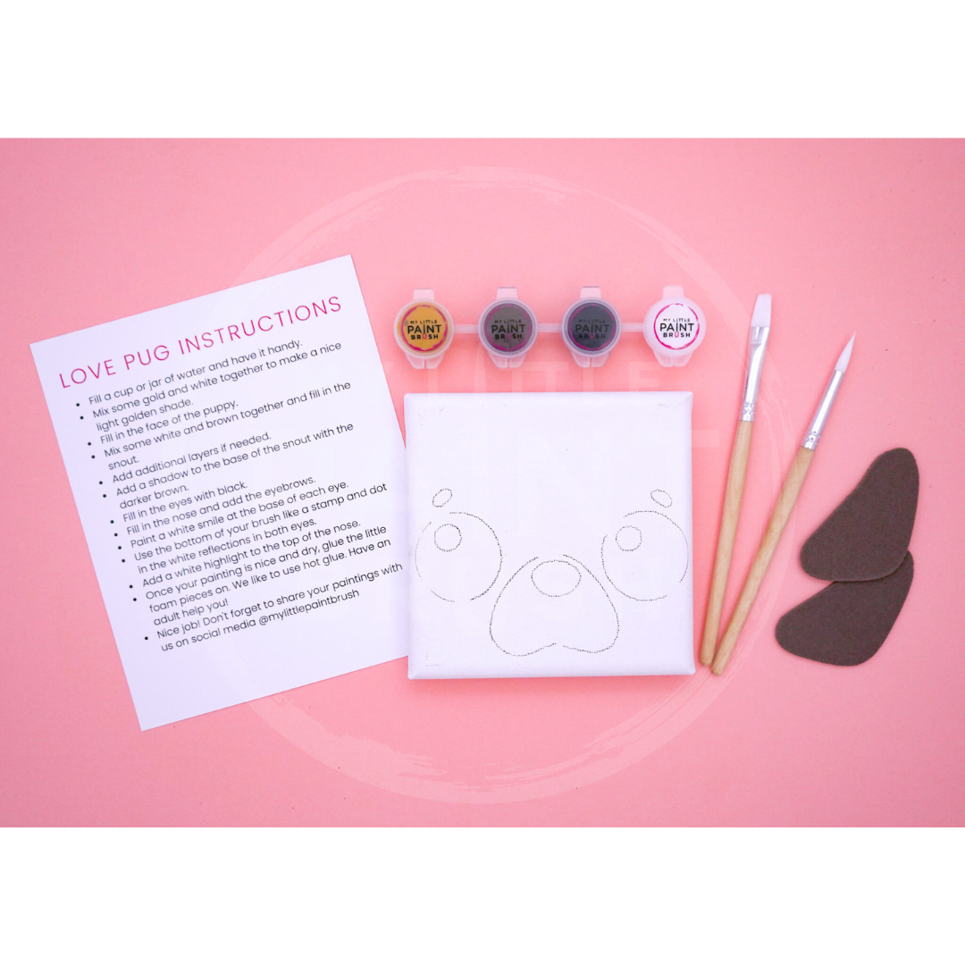 Pug Puppy Dog Acrylic Paint Art Kit On Mini Canvas – My Little Paintbrush