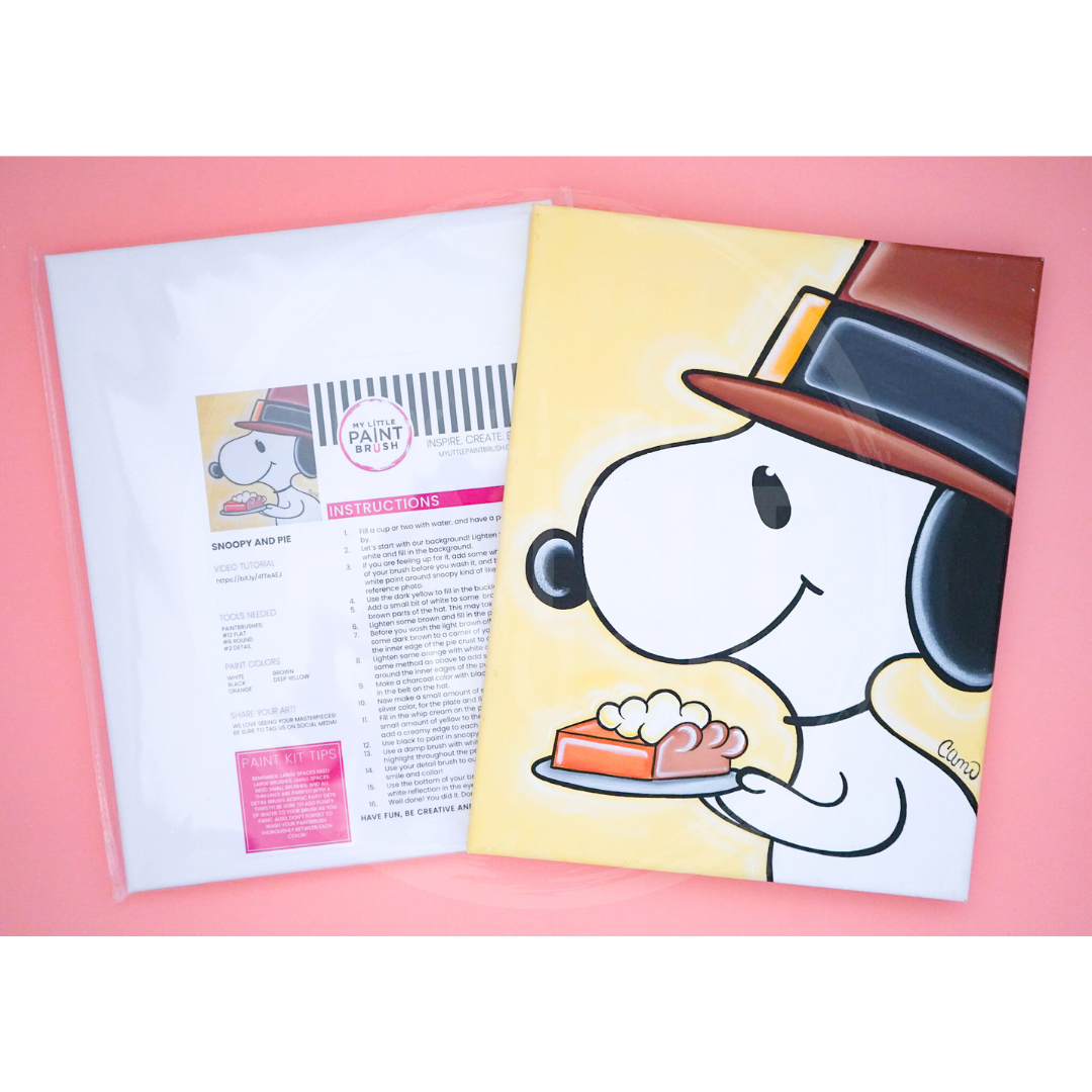 Snoopy and Pie Acrylic Paint Art Kit On Canvas For Beginners – My ...
