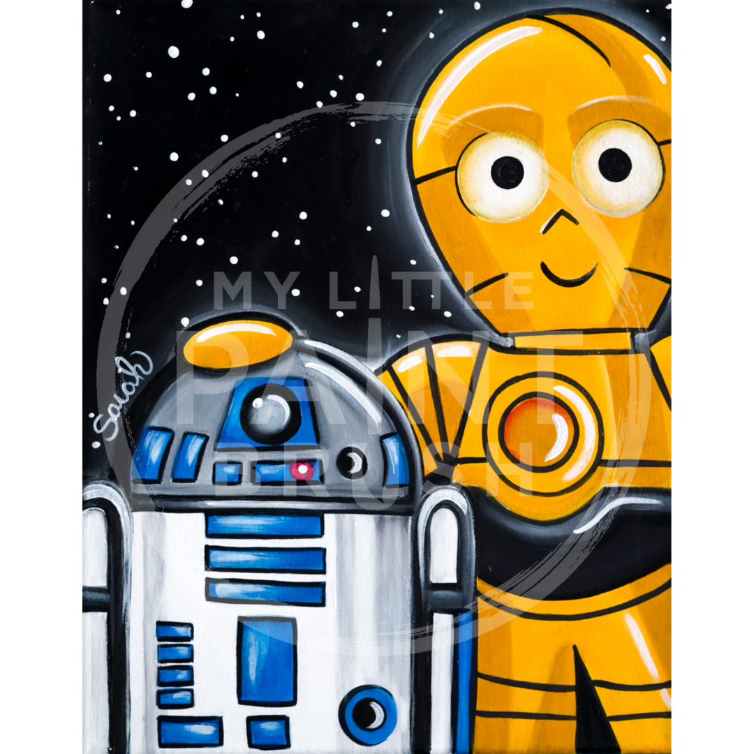 R2-D2 and C-3PO Acrylic Paint Art Kit On Canvas For Beginners – My ...