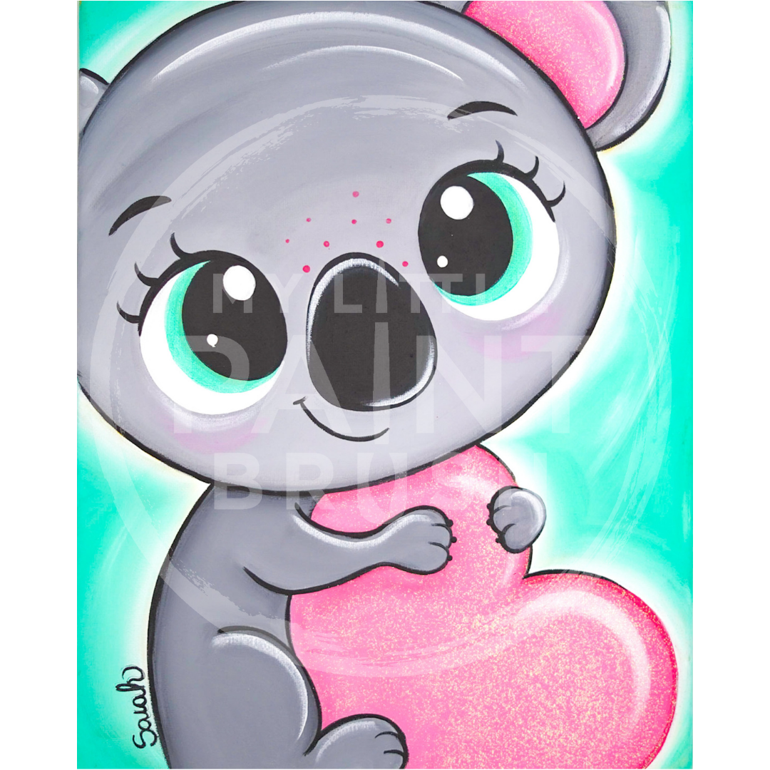 Koala Bear Acrylic Paint Art Kit On Canvas For Beginner – My Little ...