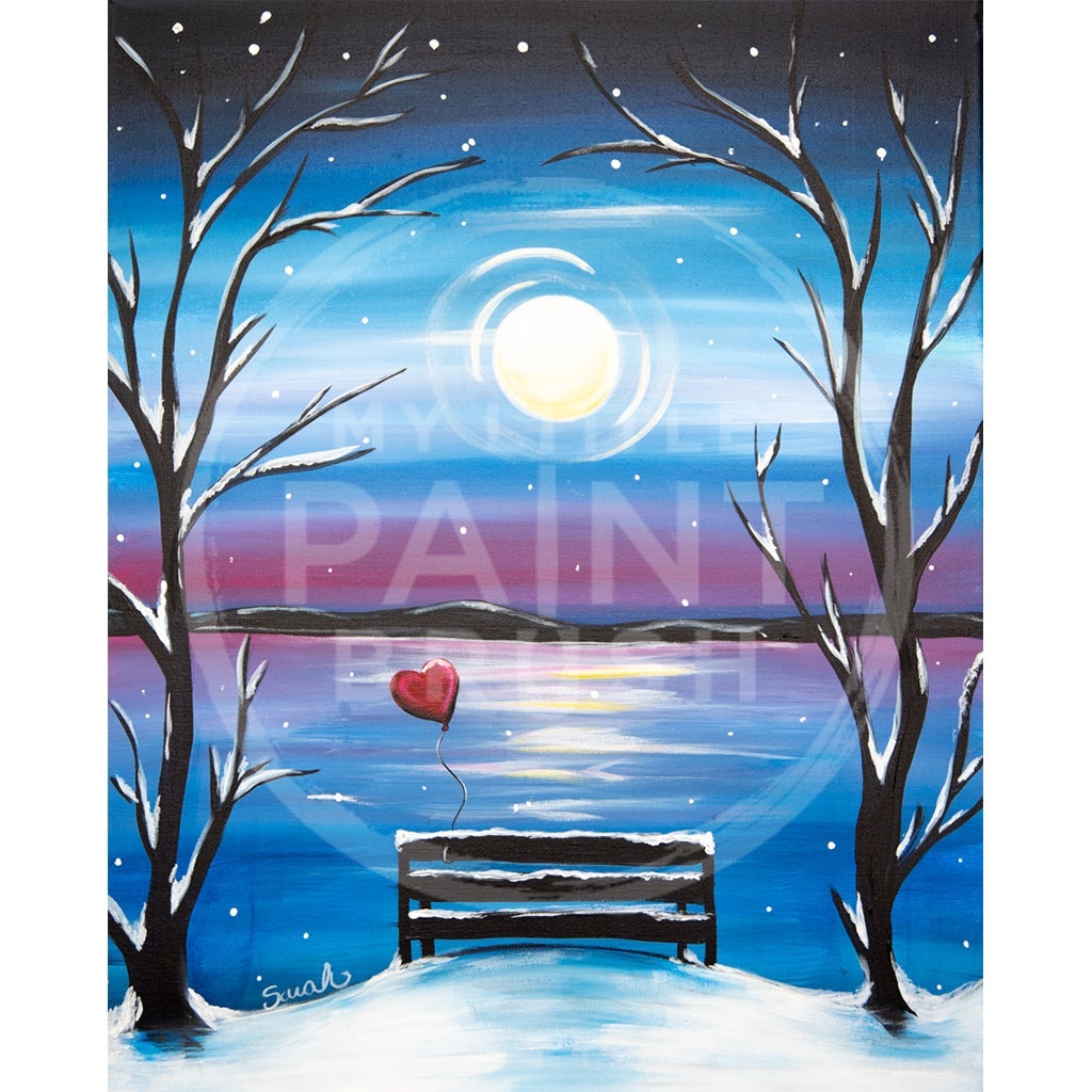 Winter Lake and Trees Acrylic Paint Art Kit On Canvas For Beginner – My ...